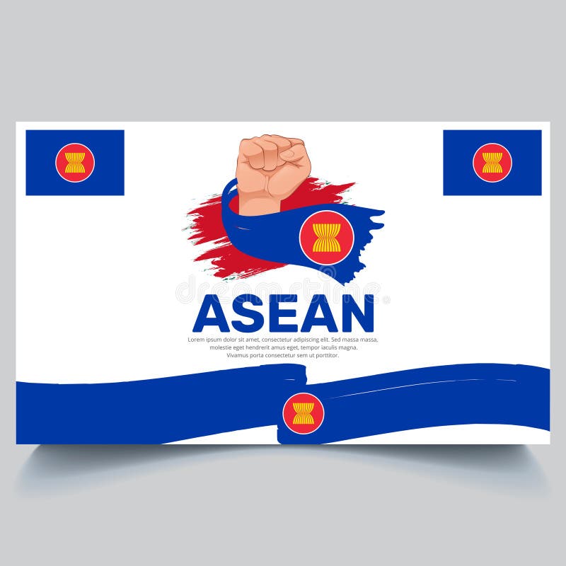 Happy Asean Banner and Hand Flag Design Vector Stock Vector ...