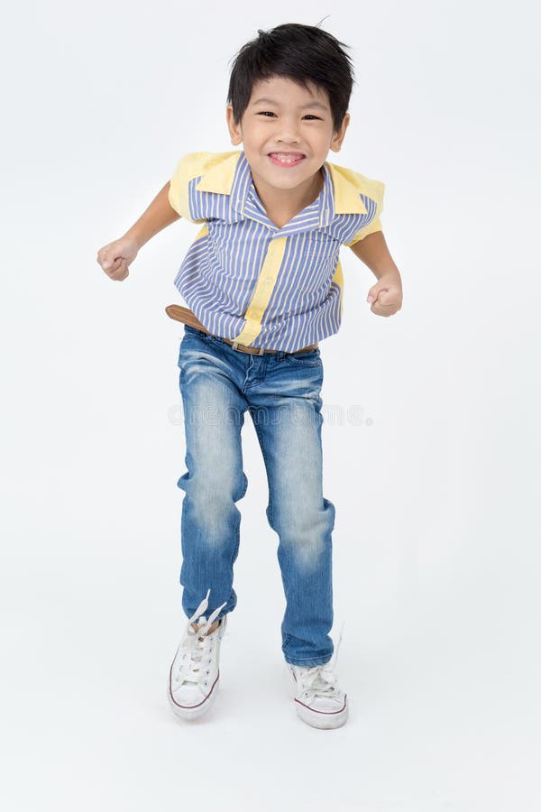 Asian Boy Jumping in Mud Pool of Water at the Summer or Autumn D Stock ...