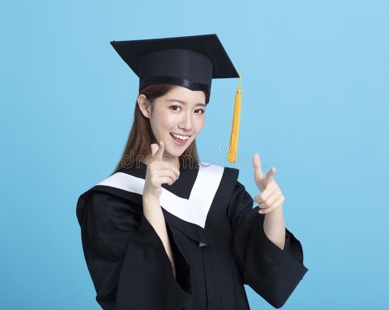 Asian Female Graduate Student Isolated Stock Image - Image of adult ...