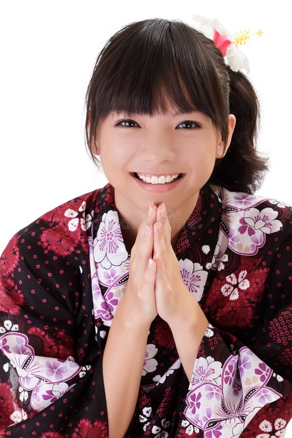Happy Asian girl praying stock photo. Image of black - 16618390