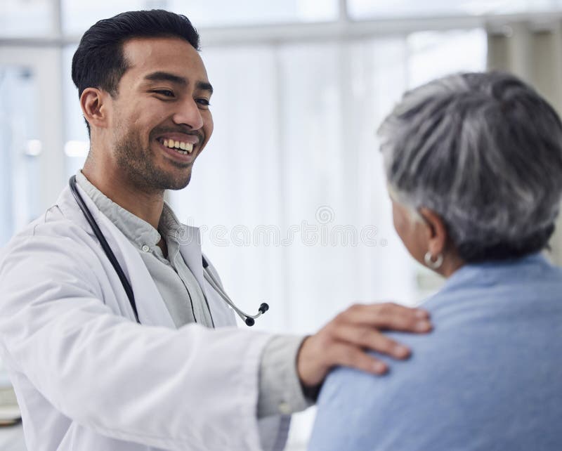 Happy Asian Man Doctor And Patient For Consultation Checkup Or