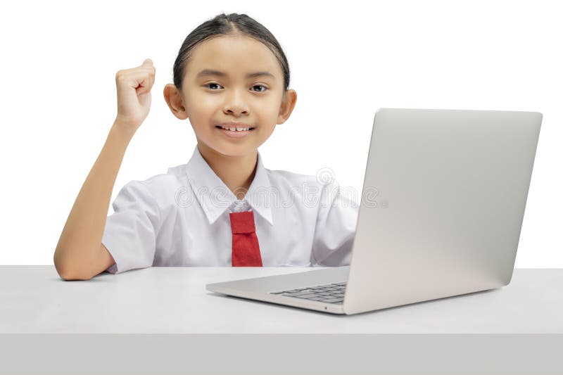 Portrait of an Asian Elementary School Student Girl in Uniform with a ...