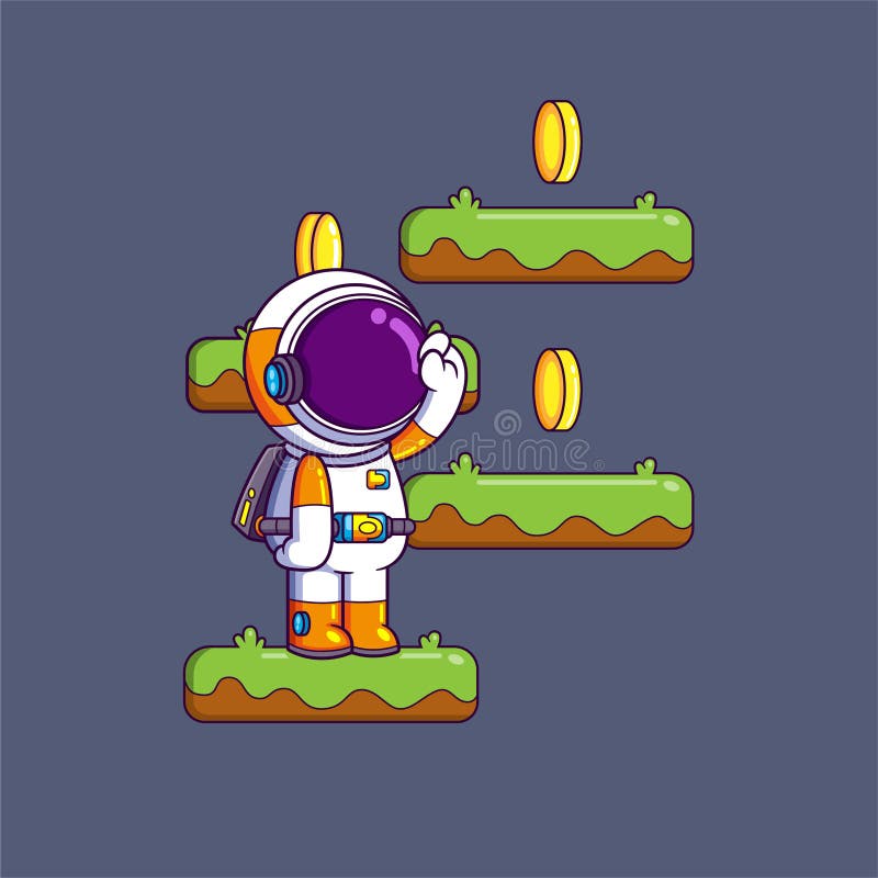 Happy Astronaut Playing Classic Game. Science Technology Icon Concept ...