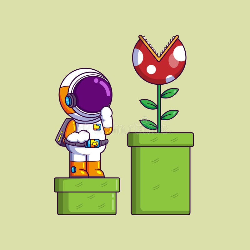 Happy Astronaut Playing Classic Game. Science Technology Icon Concept ...