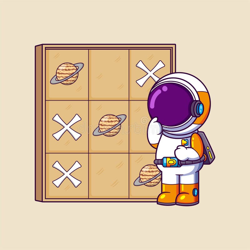 Happy Astronaut Playing Classic Game. Science Technology Icon Concept ...