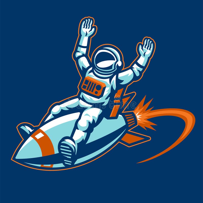 Happy Astronaut Riding the Rocket Stock Vector - Illustration of ...