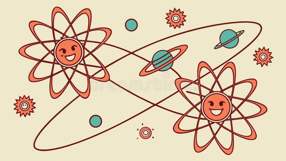 Happy Atomic Orbit Planet Character, Vector Design Generative AI Stock ...