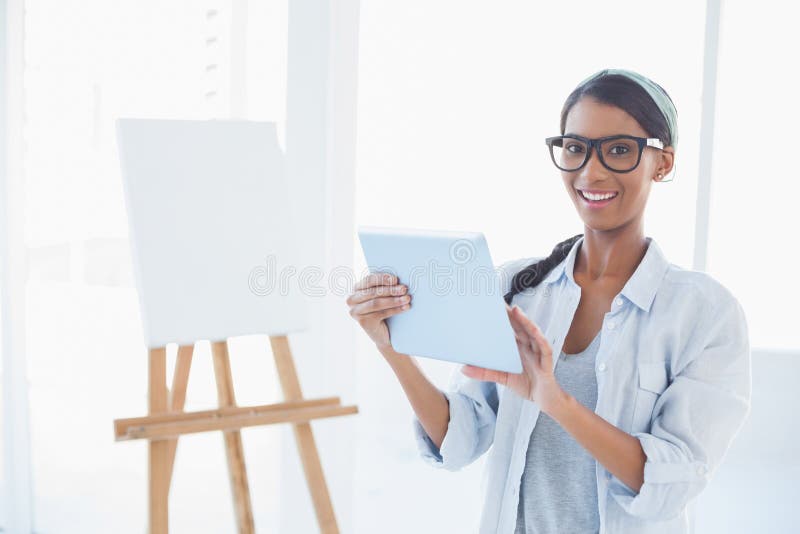 Happy Attractive Artist Using Her Tablet Pc Stock Photos - Free ...