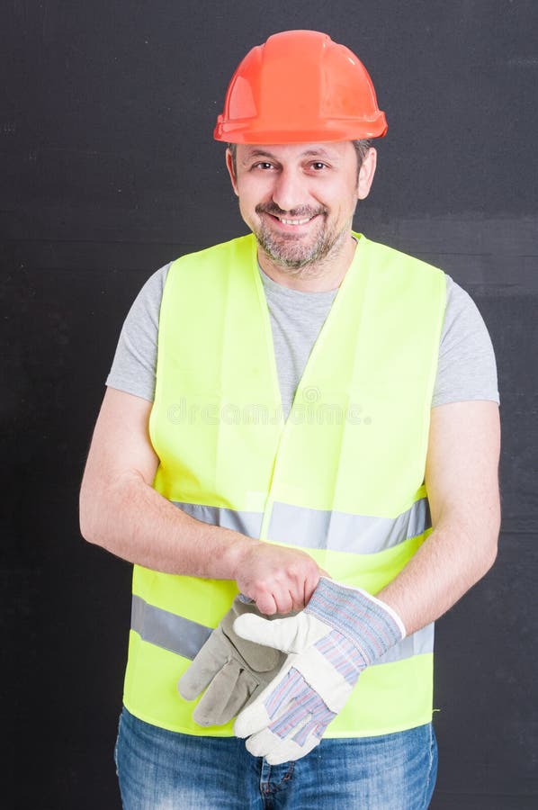 Happy Constructor Smiling and Showing Thumbs Up Stock Image - Image of ...