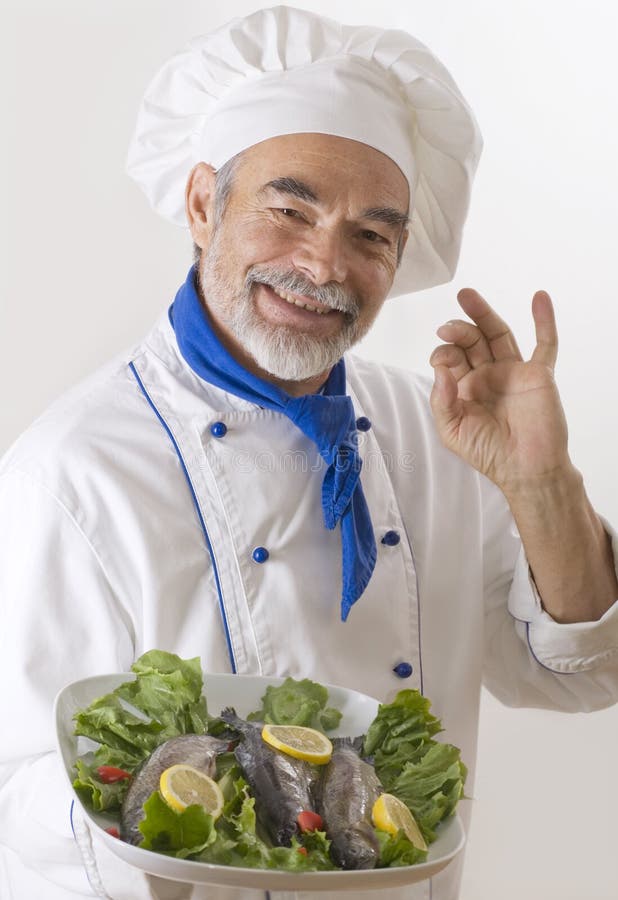 Happy attractive cook stock photo. Image of person, food - 3812204