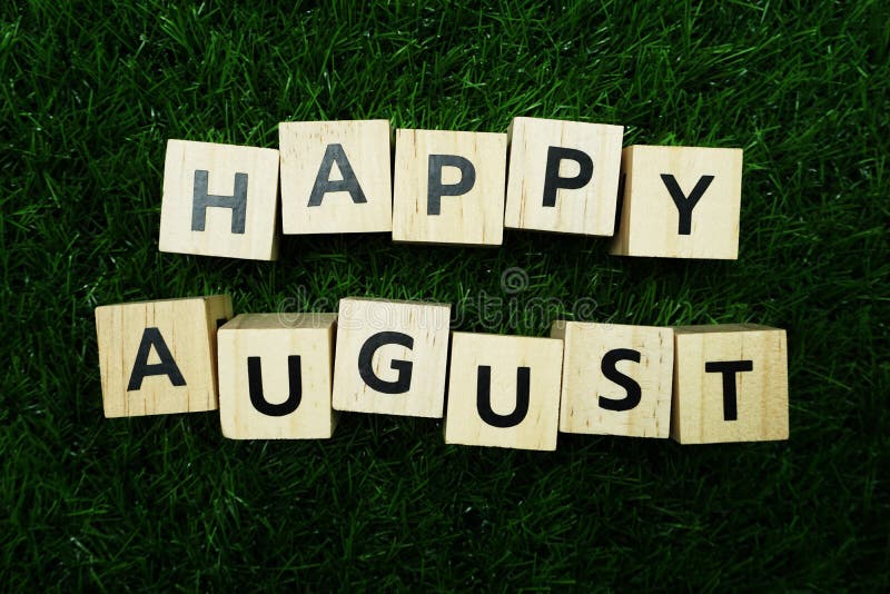 Happy August Alphabet Letters on Pink Glitter Background Stock Image ...