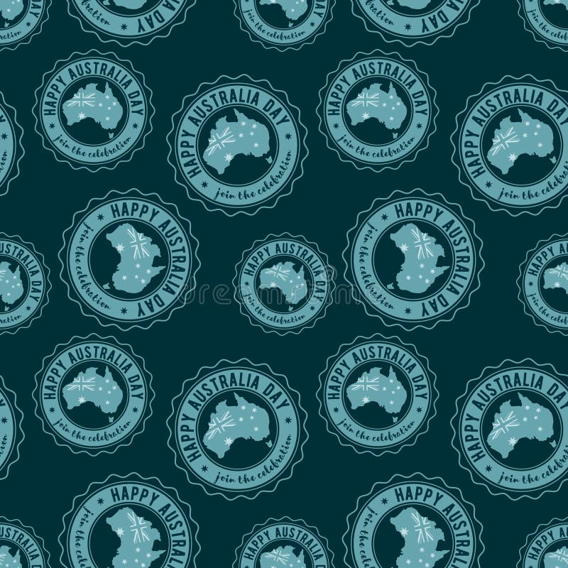 Happy Australia Blue Seamless Pattern. Vector Illustration Stock Vector ...