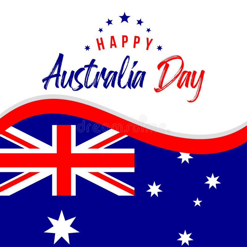 Happy Australia Day Lettering. Calligraphy with Flag Map of Australia ...