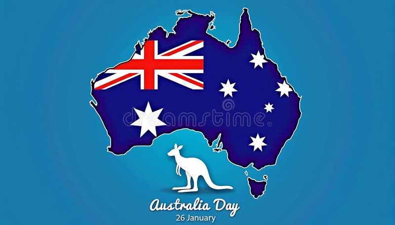 Happy Australia Day, Map with Fronts Stock Illustration - Illustration ...