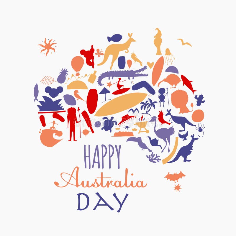 Happy Australian Day. Greeting Card Design Stock Vector - Illustration ...