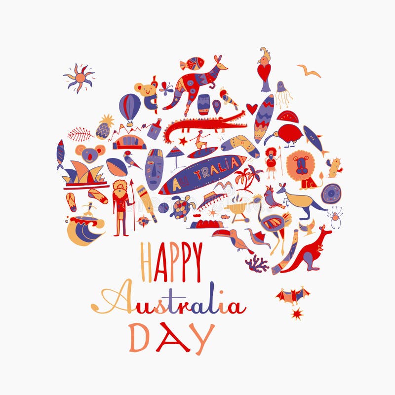 Happy Australian Day. Greeting Card Design Stock Vector - Illustration ...