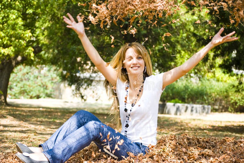 Happy autumn stock image. Image of feminine, highlights - 10699343