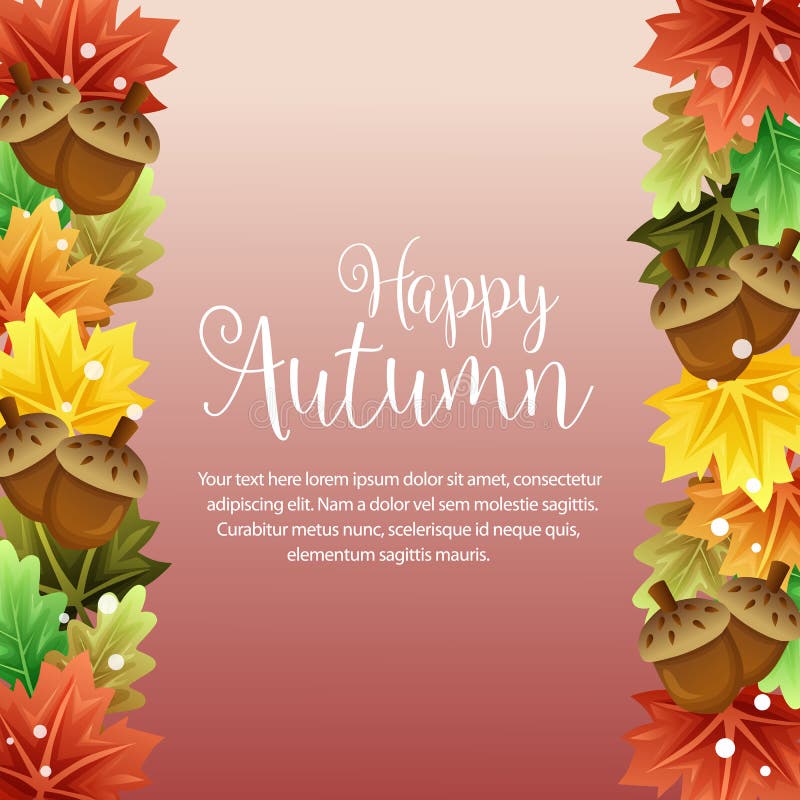 Happy Autumn with Cute Maple Leaf Vertical Border Stock Vector ...