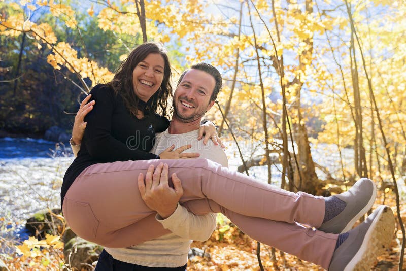 Happy Autumn Fall Couple Having Fun in Autumn Season Stock Image ...