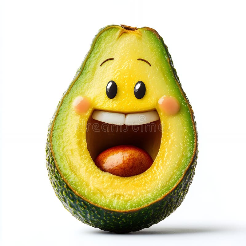 A Happy Avocado with a Big Smile Stock Illustration - Illustration of ...