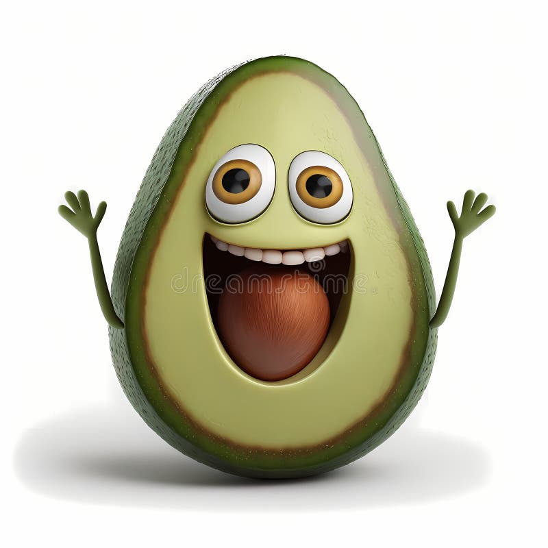 Happy Avocado Cartoon. Generative AI Stock Illustration - Illustration ...