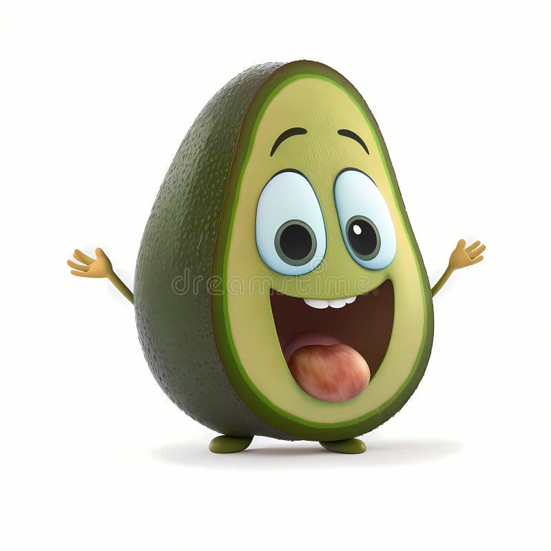 Happy Avocado Cartoon. Generative AI Stock Illustration - Illustration ...