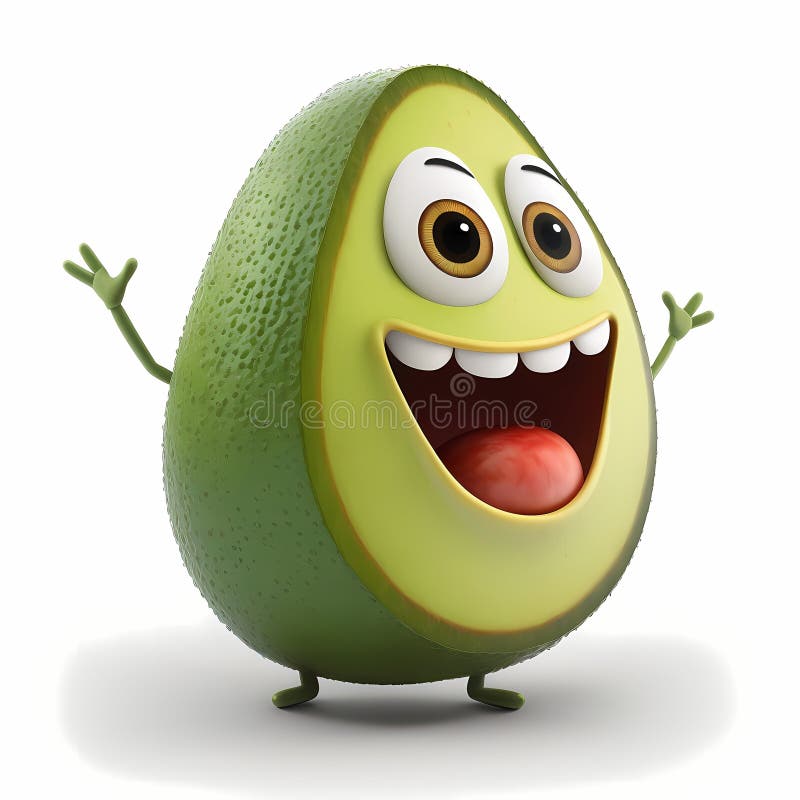 Happy Avocado Cartoon. Generative AI Stock Illustration - Illustration ...