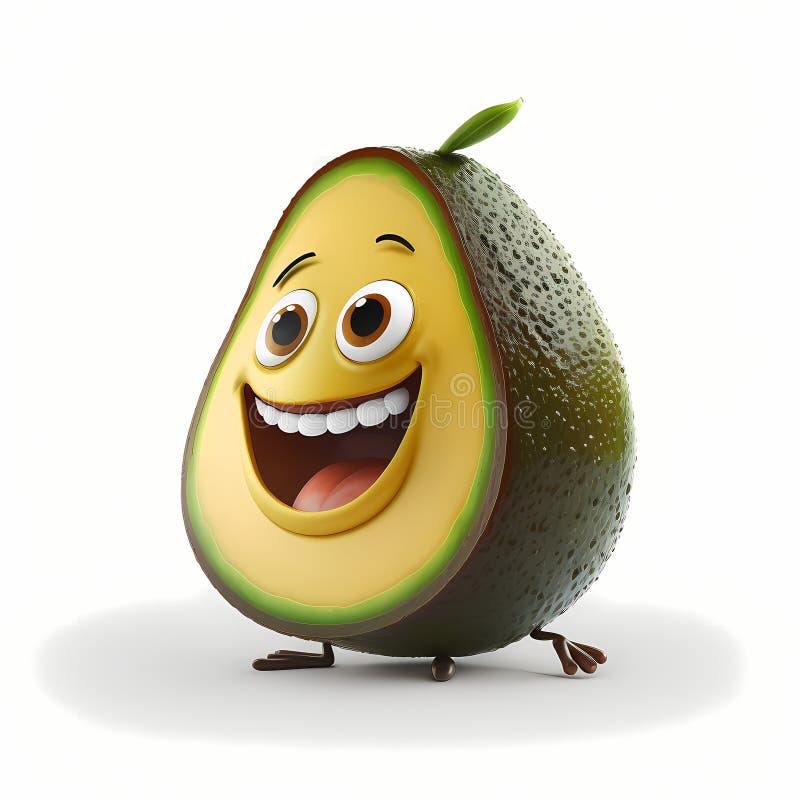 Happy Avocado Cartoon. Generative AI Stock Illustration - Illustration ...