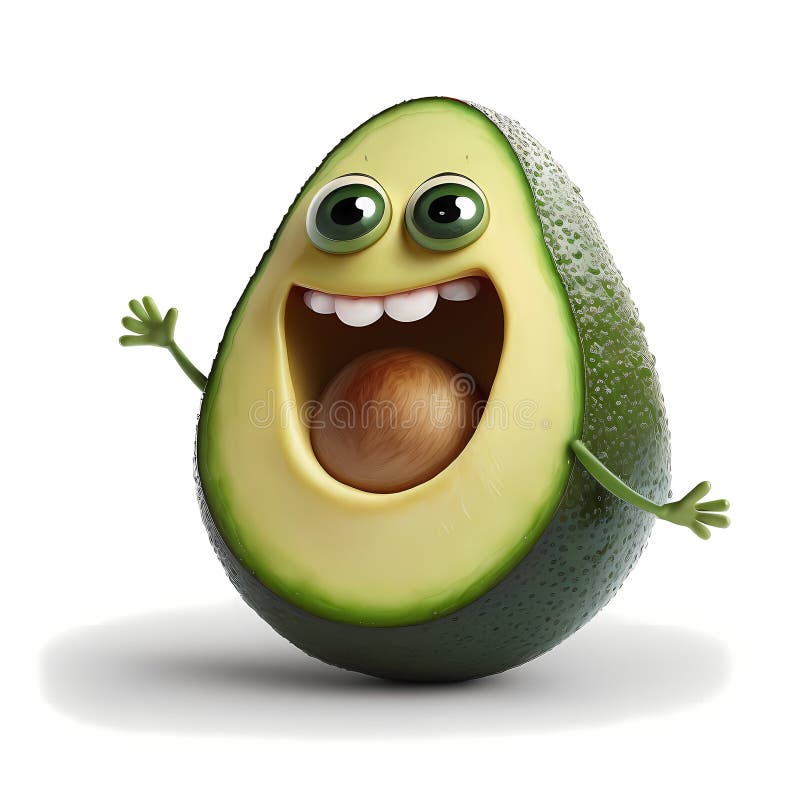 Happy Avocado Cartoon. Generative AI Stock Illustration - Illustration ...