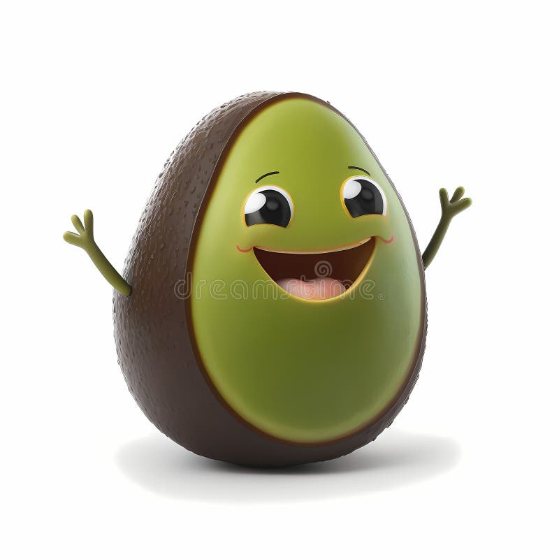 Happy Avocado Cartoon. Generative AI Stock Illustration - Illustration ...