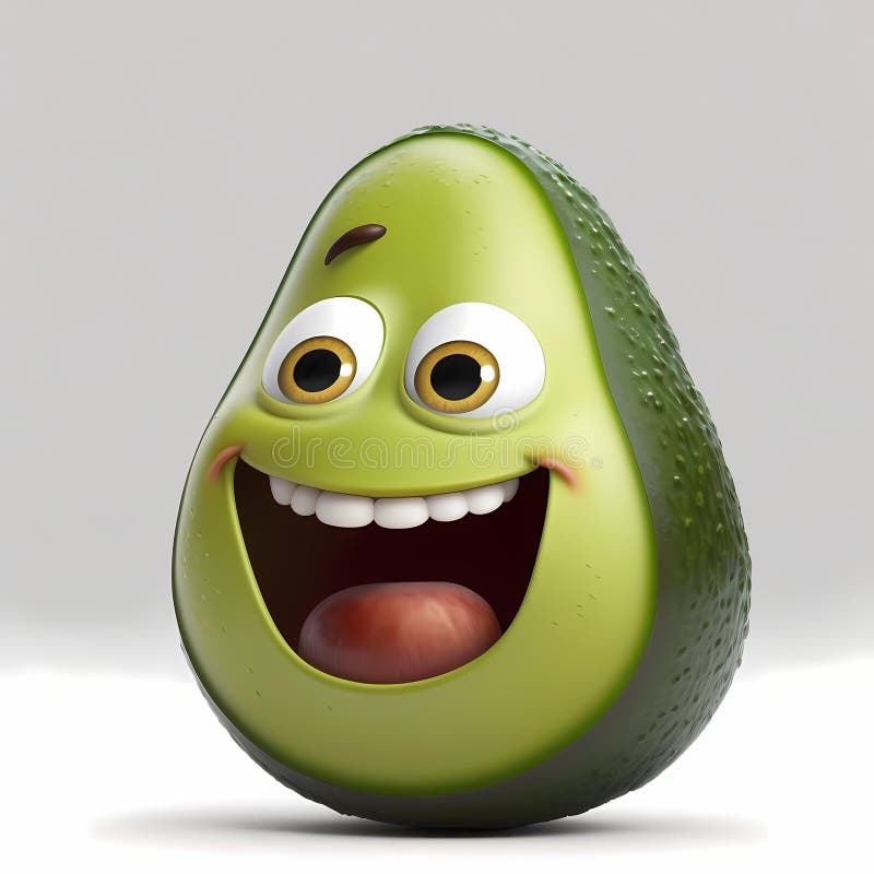 Happy Avocado Cartoon. Generative AI Stock Illustration - Illustration ...