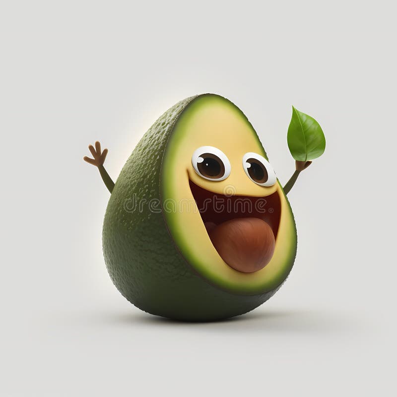Happy Avocado Cartoon. Generative AI Stock Illustration - Illustration ...