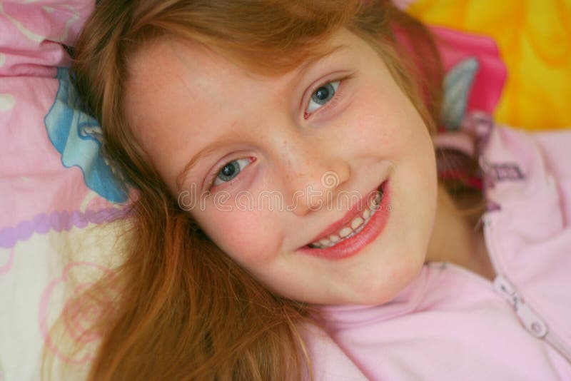 Happy awake girl stock image. Image of sleeping, white - 2111115