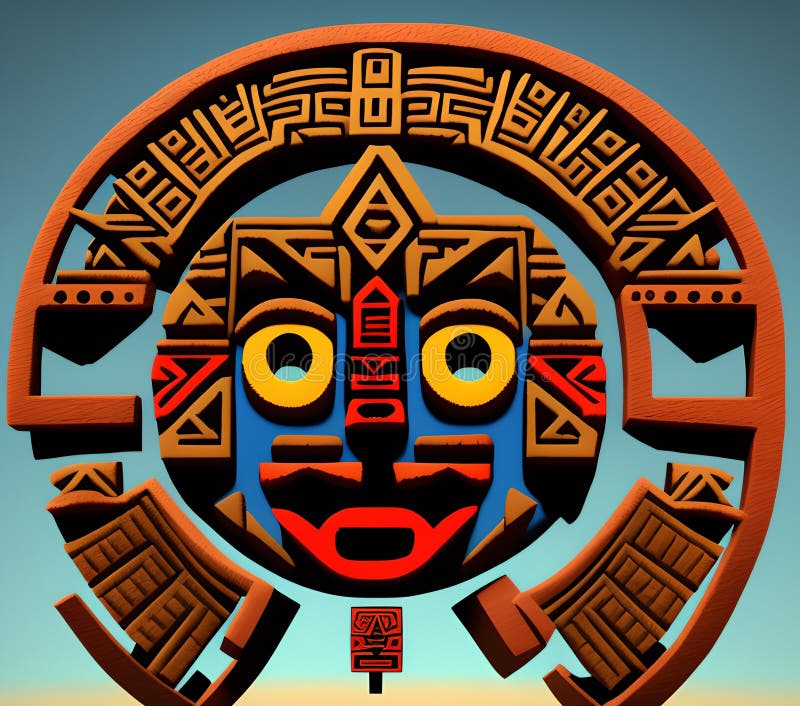 Happy Aztec Face Emoji, Generative AI Illustration Stock Illustration ...
