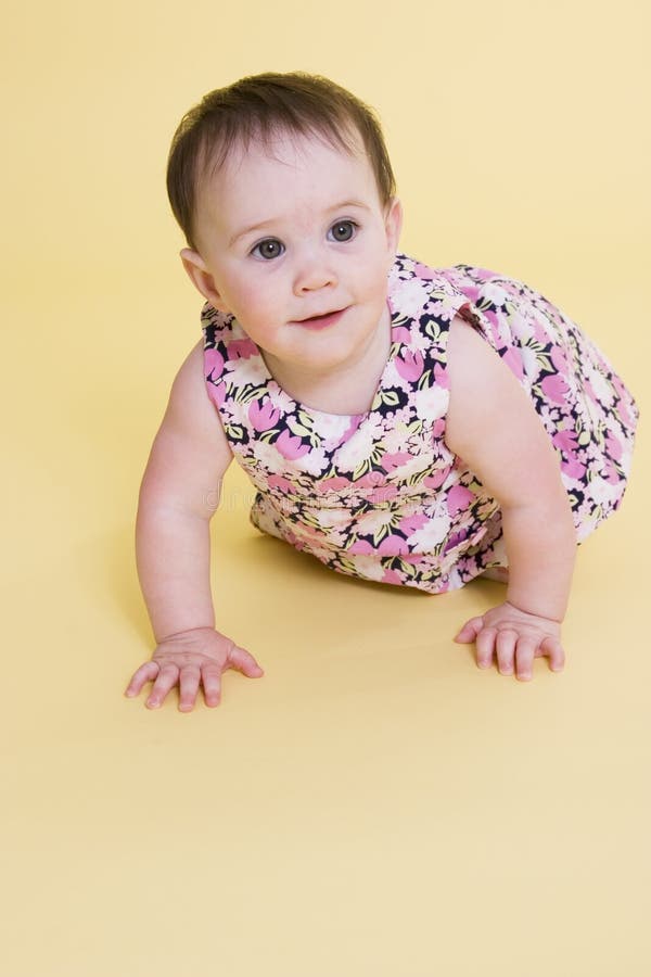 Happy baby raising hands stock image. Image of smiling - 317627