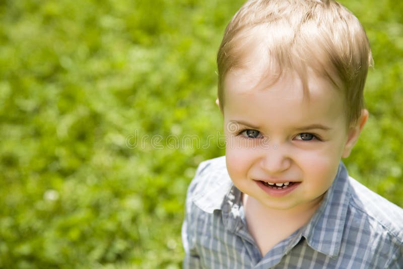 Happy Baby stock image. Image of child, facial, meadow - 5527923