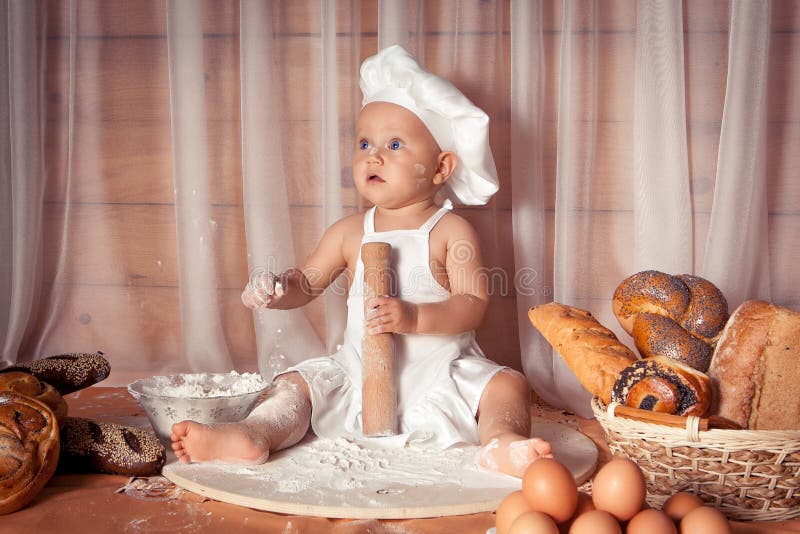 Happy baby baker stock image. Image of cookies, food - 75180461