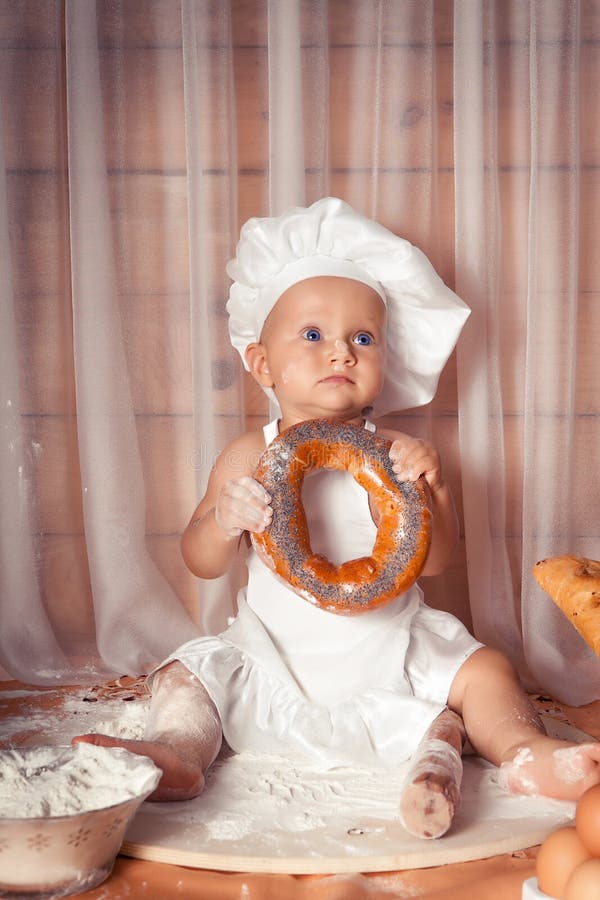 Happy baby baker stock photo. Image of cooking, kitchen - 75180464