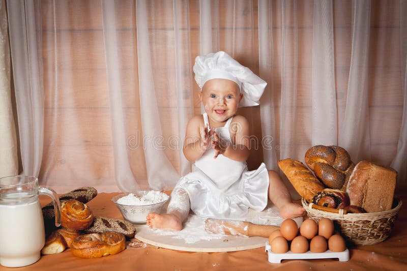 Happy baby baker stock photo. Image of happiness, milk - 75180472