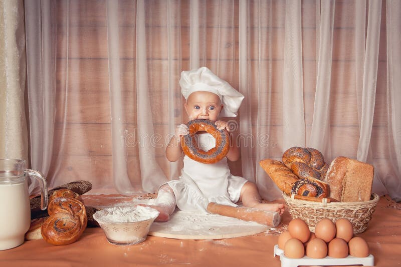 Happy baby baker stock photo. Image of happiness, milk - 75180472