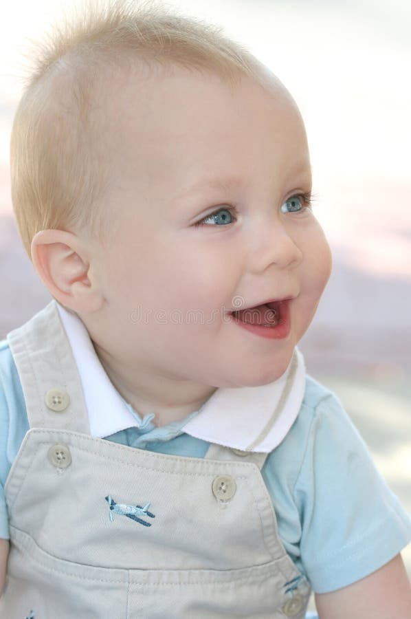 Happy Baby Boy with Blue Eyes Stock Photo - Image of adorable, precious ...