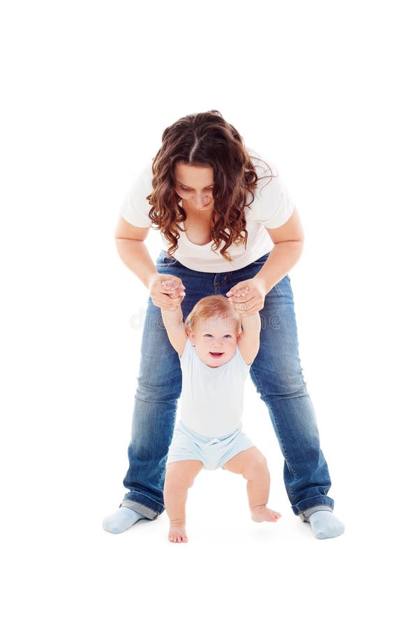 Father Helping His Son for the First Steps Stock Photo - Image of ...
