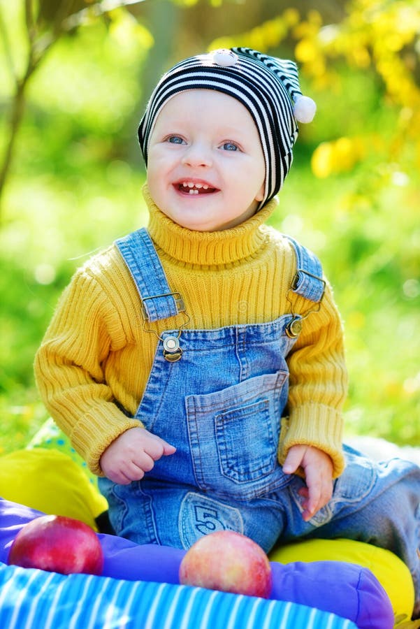Funny baby boy in fall stock image. Image of healthy - 35307795