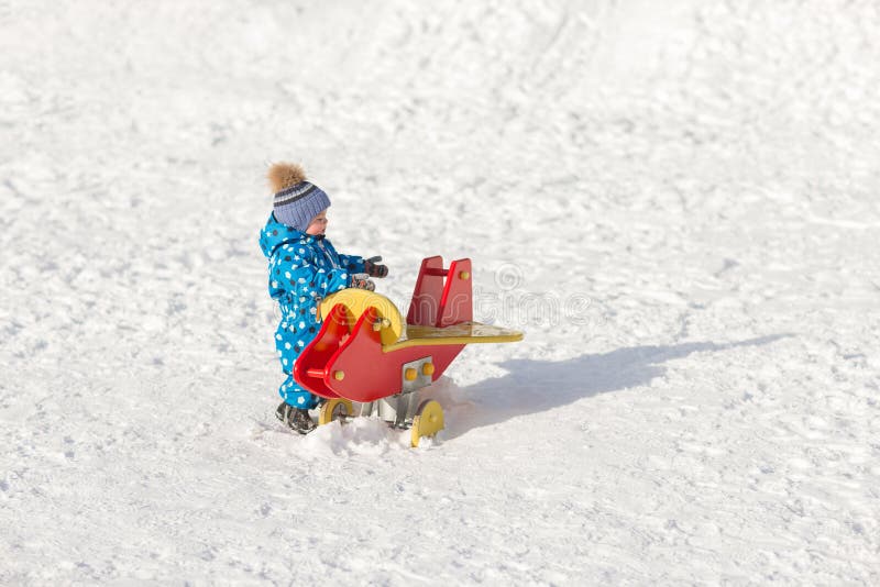 Happy Baby Boy Playing in the Snow Stock Photo - Image of joyful ...