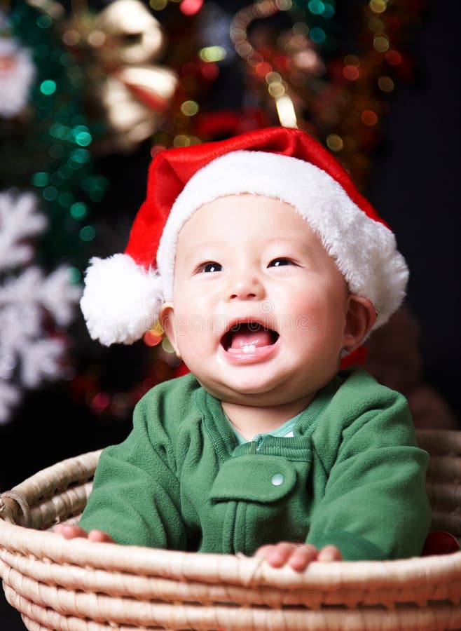 Happy Baby at Christmas Eve Stock Image - Image of smile, baby: 7468615