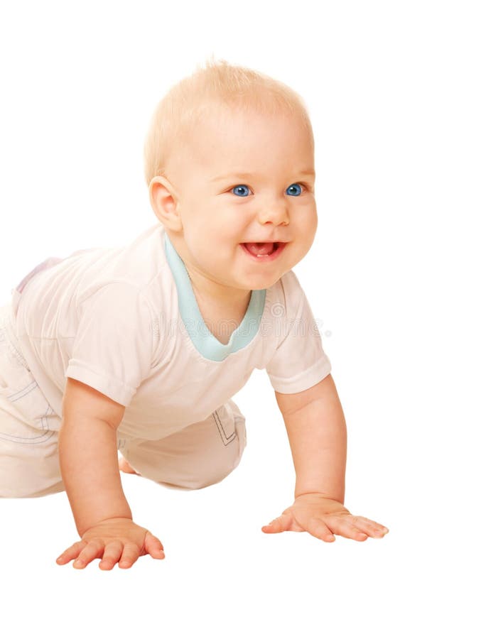 Crawling baby boy stock image. Image of blue, adorable - 12606085