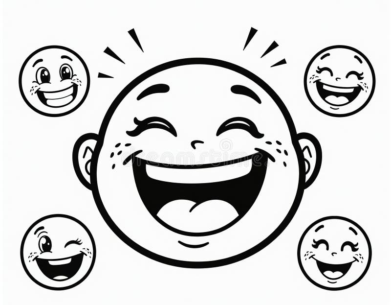 Happy Baby Face with Surrounding Emojis Stock Illustration ...