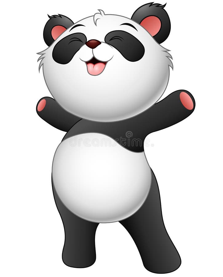 Happy Cartoon Panda Character Presenting Stock Illustration ...