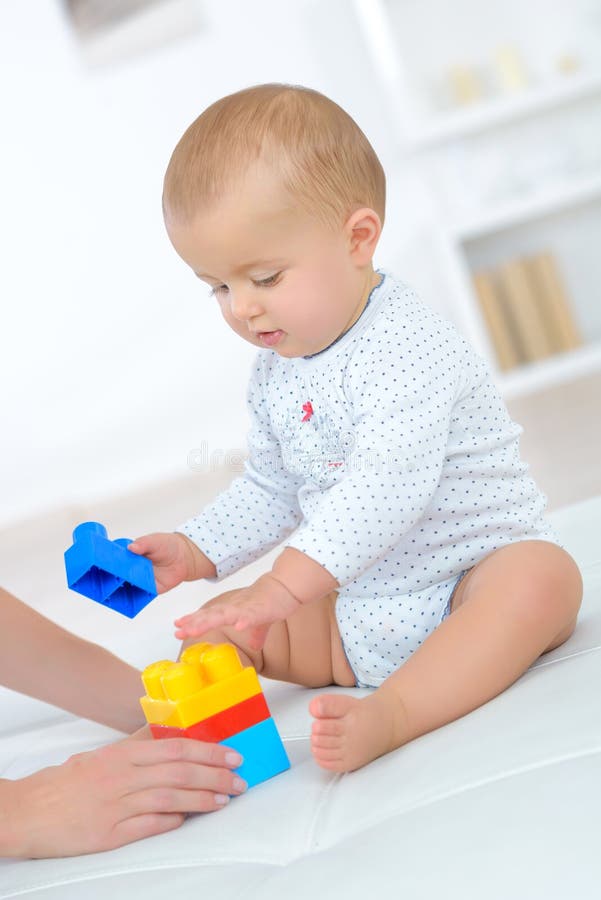 Happy Baby Playing in Constructor Stock Photo - Image of construction ...
