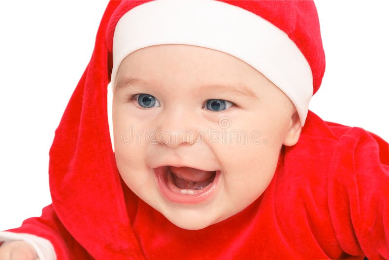 Happy baby Santa Claus stock image. Image of crawling - 21762959